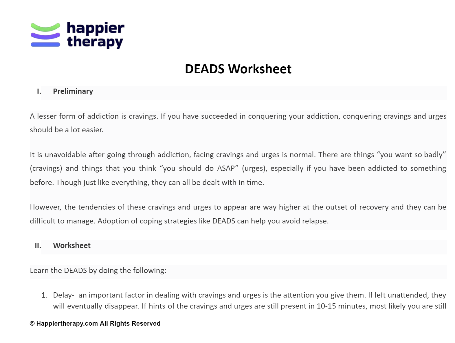 DEADS Worksheet | HappierTHERAPY