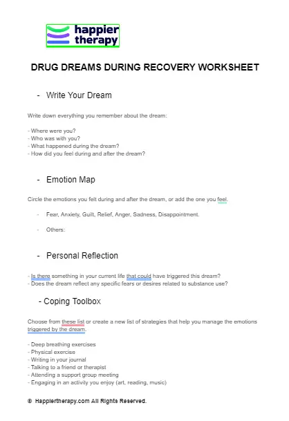 DRUG DREAMS DURING RECOVERY WORKSHEET | HappierTHERAPY