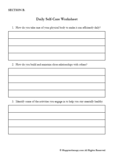Self Care Worksheet For Adults | HappierTHERAPY
