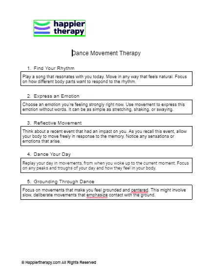 Dance Movement Therapy Worksheet | HappierTHERAPY