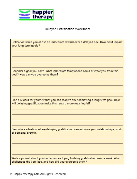 Delayed Gratification Worksheet | HappierTHERAPY