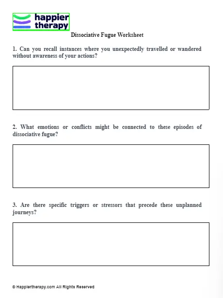 Dissociative Fugue Worksheet | HappierTHERAPY
