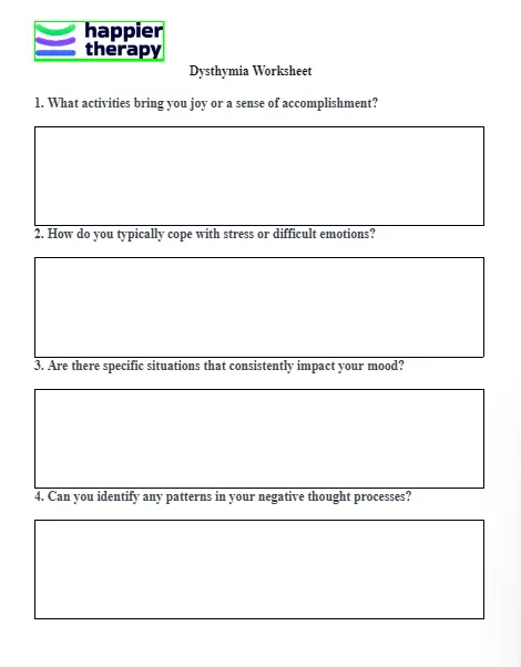 Dysthymia Worksheet | HappierTHERAPY
