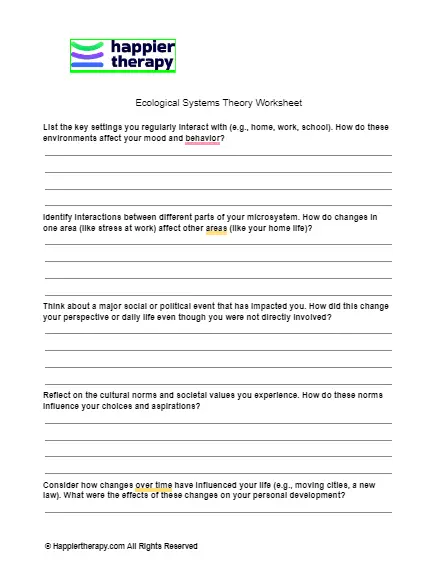 Ecological Systems Theory Worksheet | HappierTHERAPY