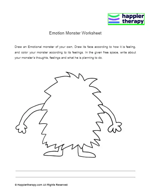 Emotion Monster Worksheet | HappierTHERAPY