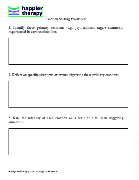 Emotion Sorting Worksheet | HappierTHERAPY