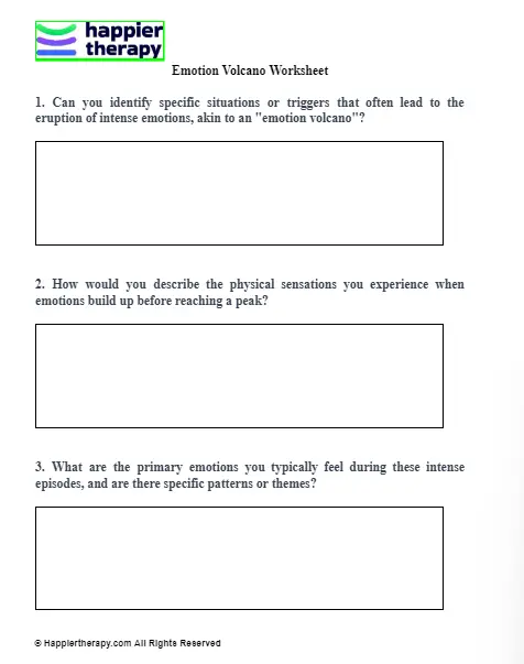 Emotion Volcano Worksheet | HappierTHERAPY