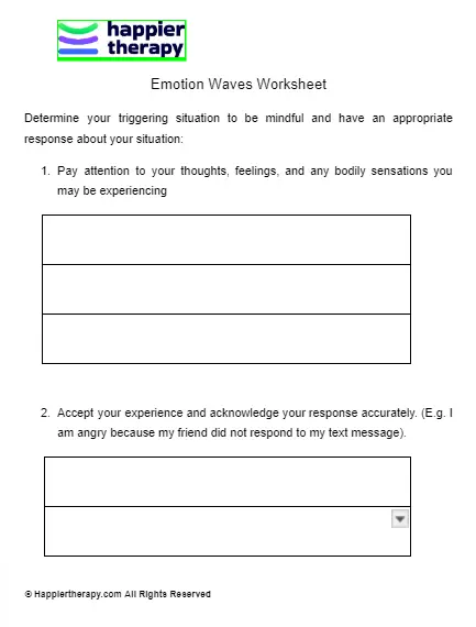 Emotion Wave Worksheet | HappierTHERAPY