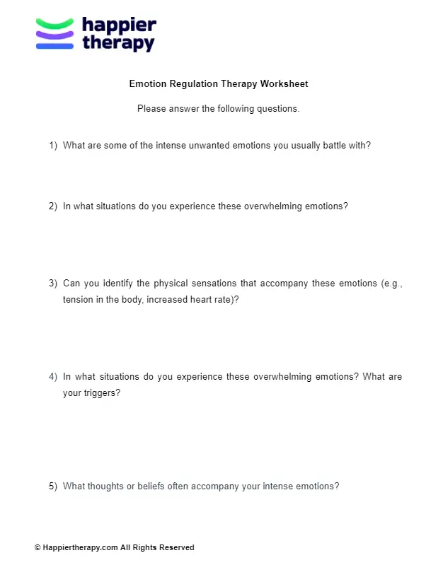 Emotion Regulation Worksheet Dbt Emotional Regulation Worksheet