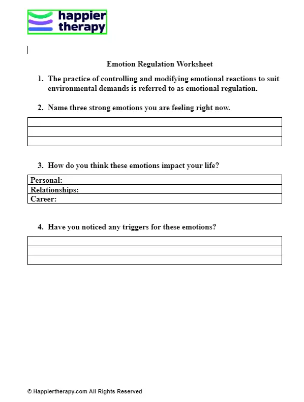 Emotion Regulation Worksheet | HappierTHERAPY
