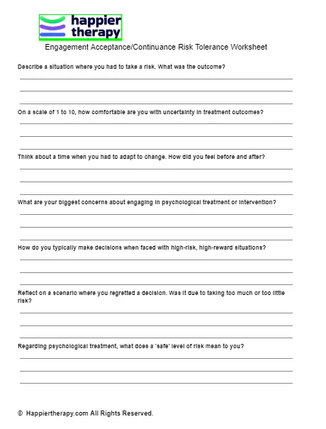 Engagement Acceptance/Continuance Risk Tolerance Worksheet | HappierTHERAPY