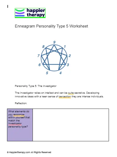 Enneagram Personality Type 5 Worksheet | HappierTHERAPY