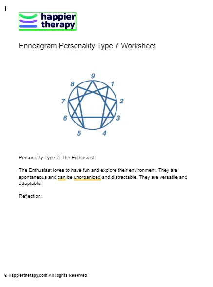 Enneagram Personality Type 7 Worksheet | HappierTHERAPY