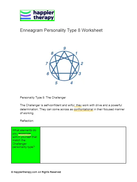 Enneagram Personality Type 8 Worksheet | HappierTHERAPY