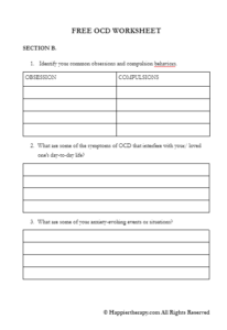 OCD Diary Worksheet | HappierTHERAPY