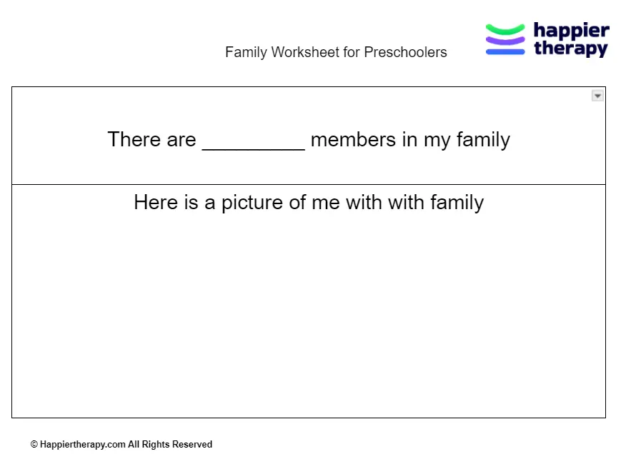 Family Worksheet For Preschoolers | HappierTHERAPY