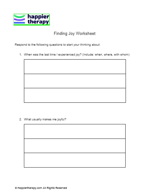 Finding Joy Worksheet | HappierTHERAPY