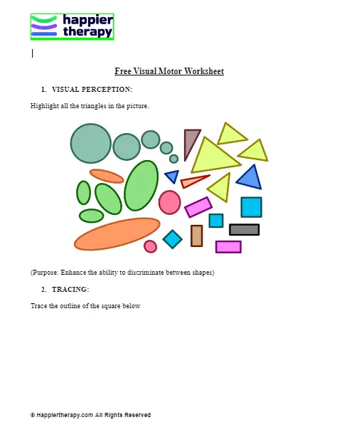 Free Visual Motor Worksheet | HappierTHERAPY