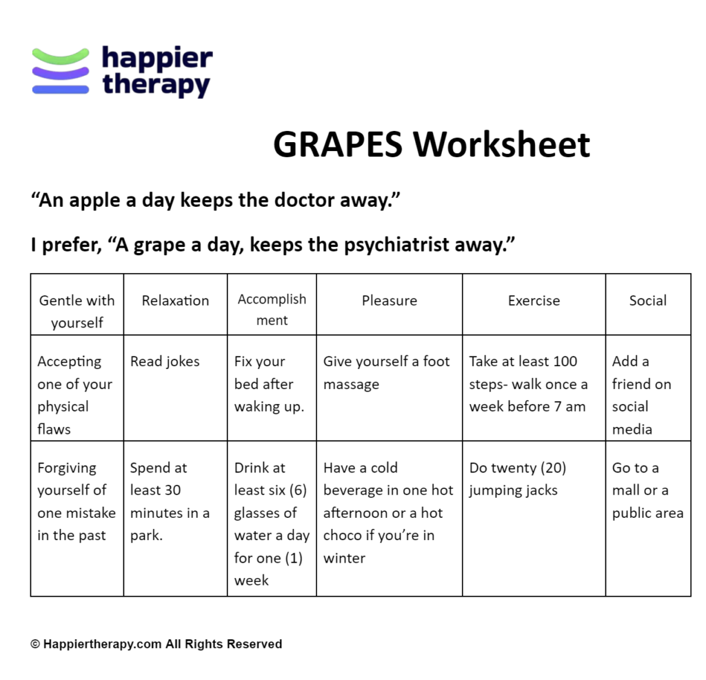 GRAPES Worksheet | HappierTHERAPY