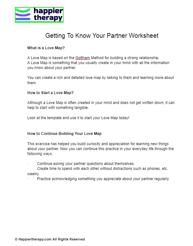 Getting To Know Your Partner Worksheet | HappierTHERAPY