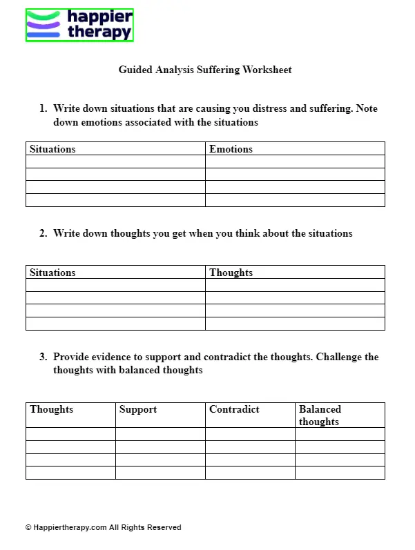 Guided Analysis Suffering Worksheet | HappierTHERAPY