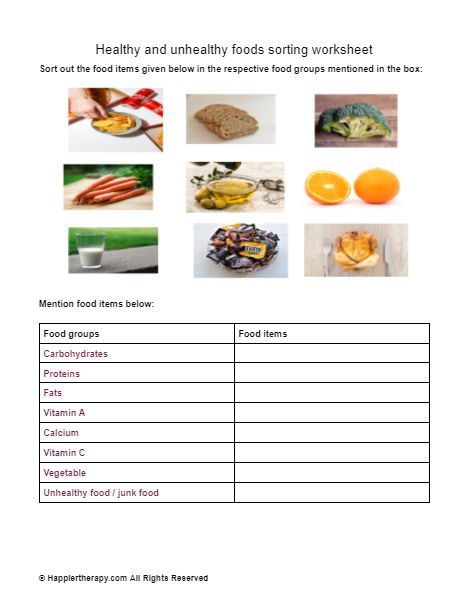 Healthy And Unhealthy Food Choices Worksheets Teaching Healthy And