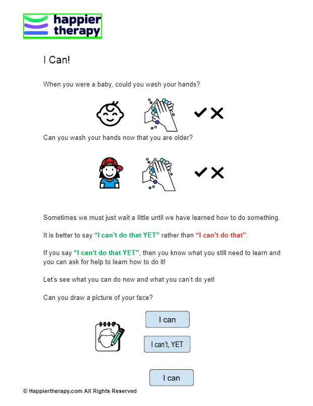 I Can Worksheet | HappierTHERAPY