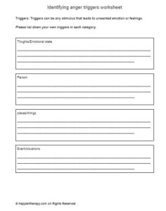 Identifying anger triggers worksheet - HappierTHERAPY