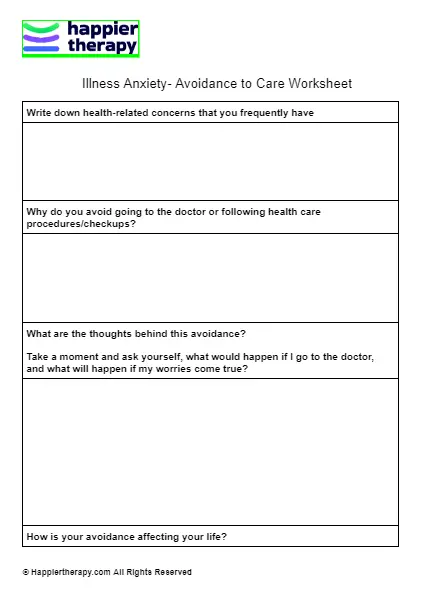 Illness Anxiety-Avoidance To Care Worksheet | HappierTHERAPY