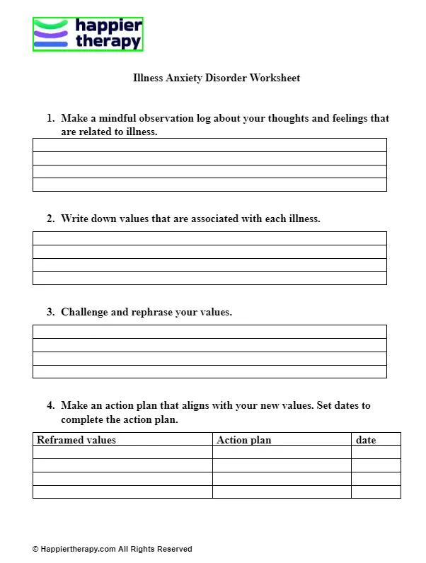 Illness Anxiety Disorder Worksheet | HappierTHERAPY