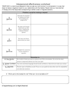 Interpersonal effectiveness worksheet - HappierTHERAPY