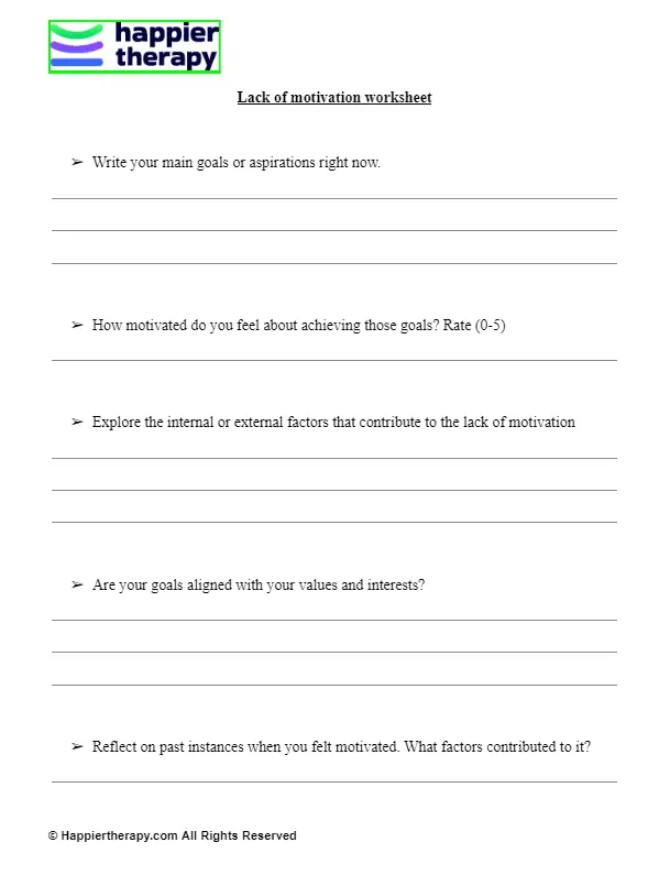 Motivation Worksheets For Students