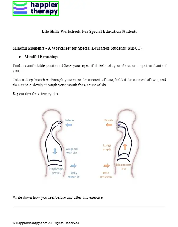 Life Skills Worksheets For Special Education Students | HappierTHERAPY