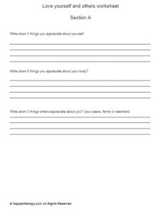 Love yourself and others worksheet - HappierTHERAPY