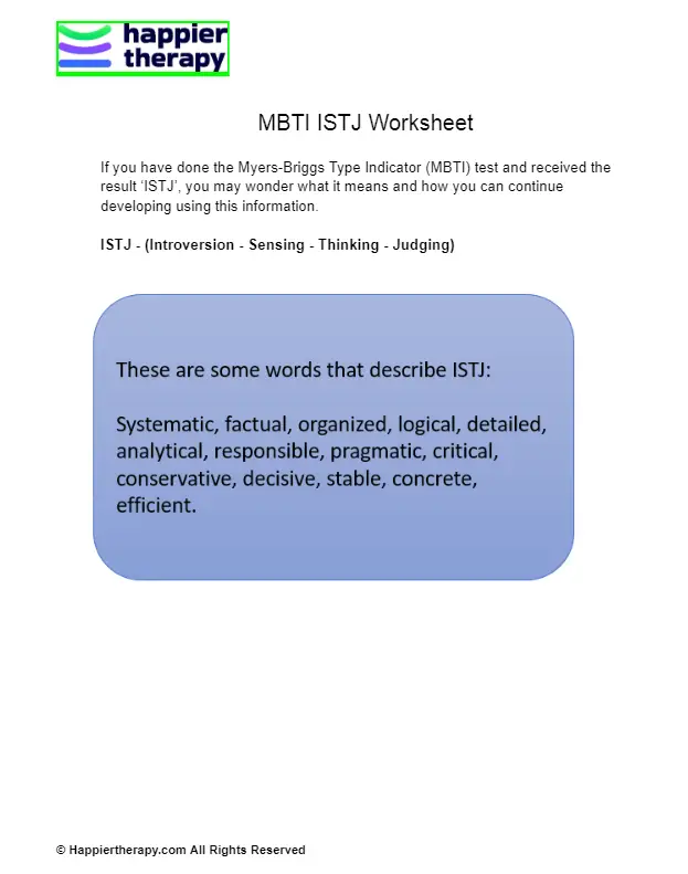 Mbti Istj Worksheet Happiertherapy