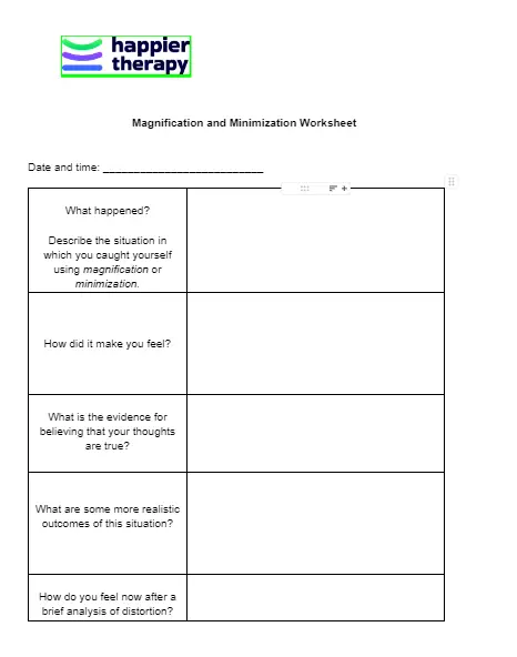 Magnification And Minimization Worksheet | HappierTHERAPY