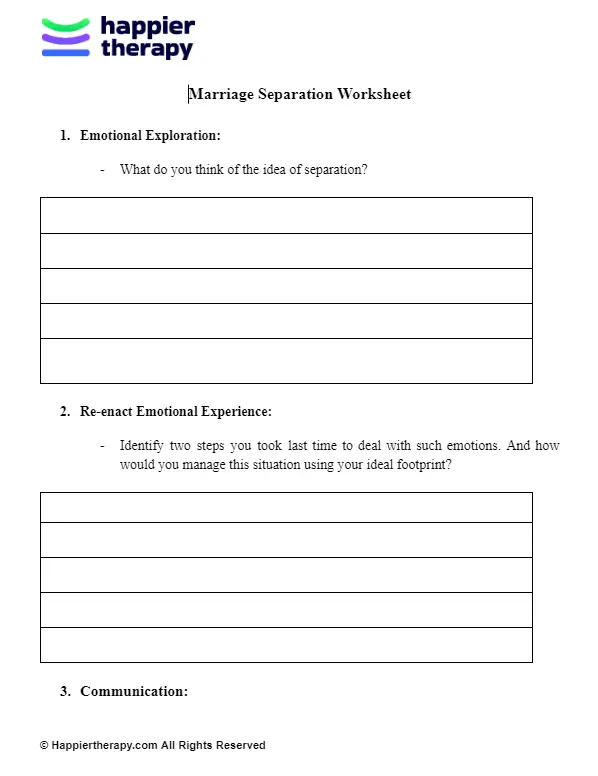 Marriage Separation Worksheet | HappierTHERAPY