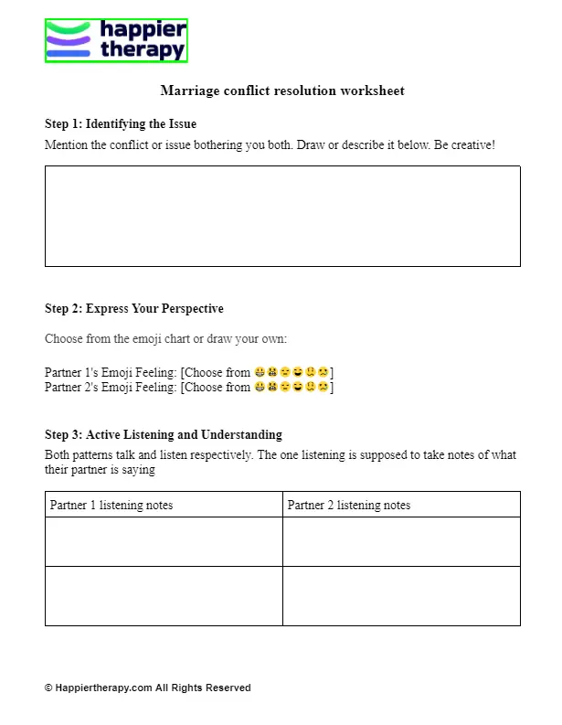Conflict Resolution Worksheets For Married Couples 31 Fun Conflict