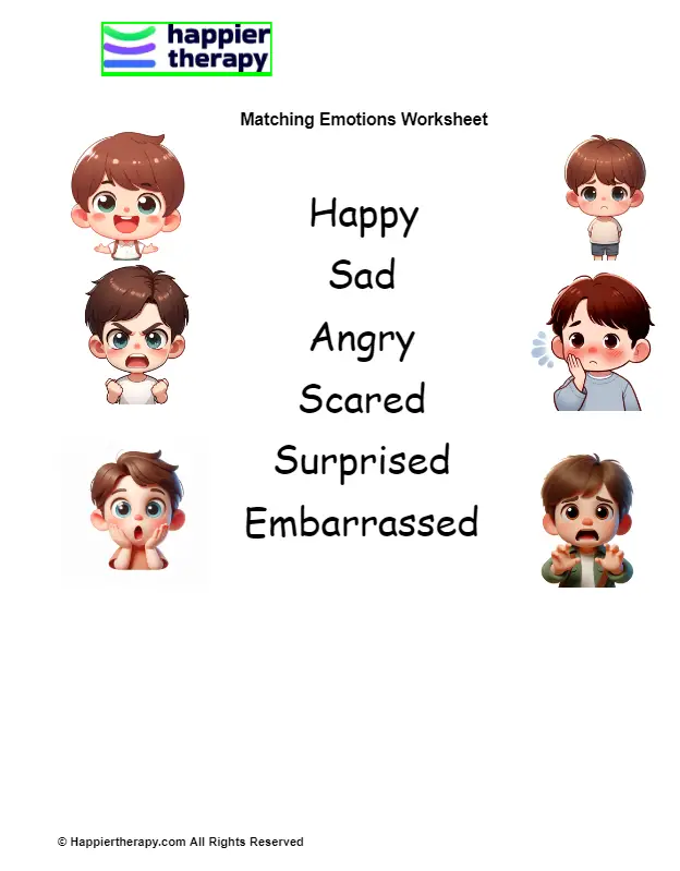 Matching Emotions Worksheet | HappierTHERAPY
