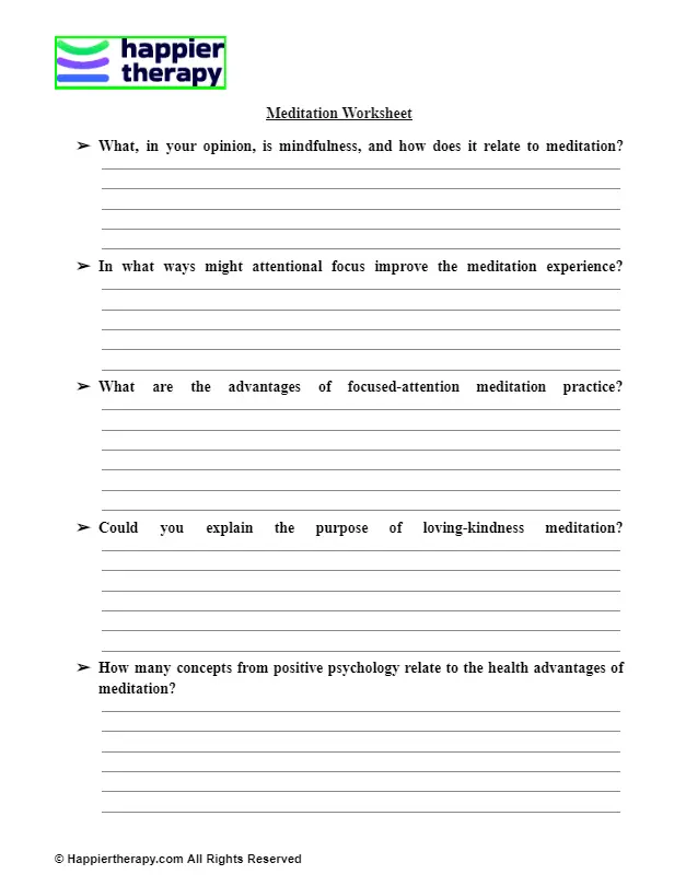 Meditation Worksheet | HappierTHERAPY