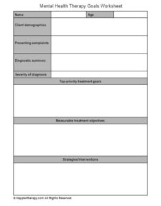 Mental Health Therapy Goals Worksheet - HappierTHERAPY