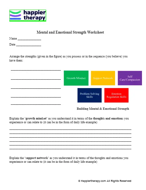 Mental And Emotional Strength Worksheet | HappierTHERAPY