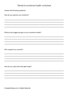 Mental & emotional health worksheet - HappierTHERAPY