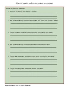 Addiction and Mental Health Worksheet - HappierTHERAPY