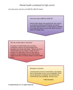 Mental health worksheet for high school - HappierTHERAPY
