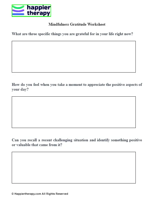 Mindfulness Gratitude Worksheet | HappierTHERAPY