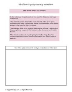 Mindfulness group therapy worksheet - HappierTHERAPY