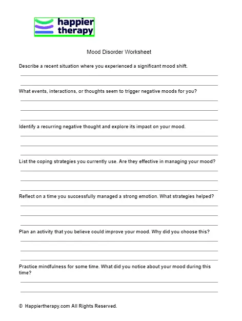 Mood Disorder Worksheet Happiertherapy 