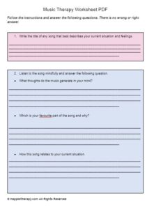 Music Therapy Worksheet PDF - HappierTHERAPY