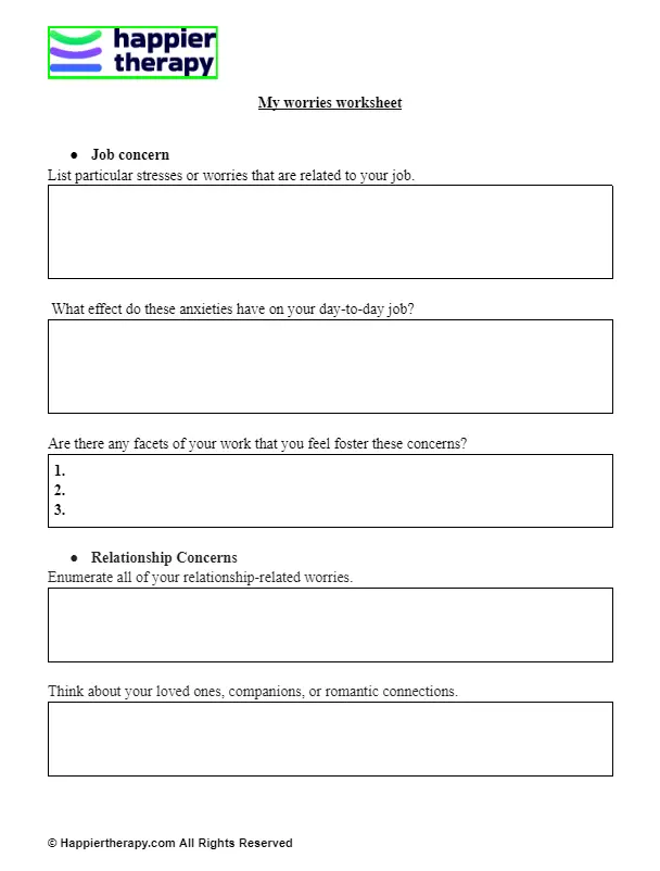 My Worries Worksheet | HappierTHERAPY